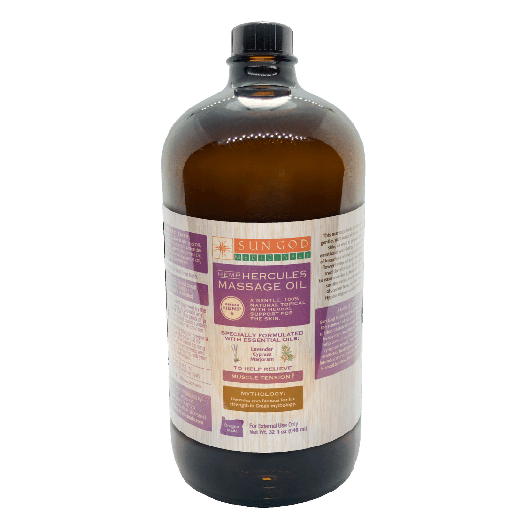 Hercules Hemp Massage Oil - 32 oz. | Hemp Massage Oils | Sun God Medicinals